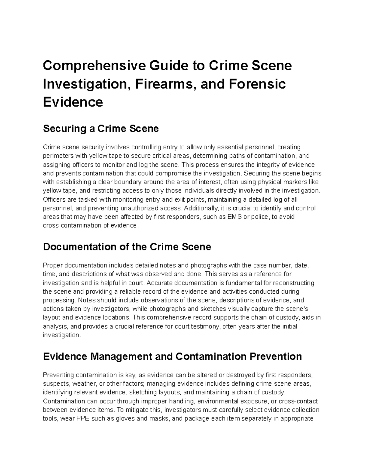 Comprehensive Guide to Crime Scene Investigation & Firearms Analysis ...