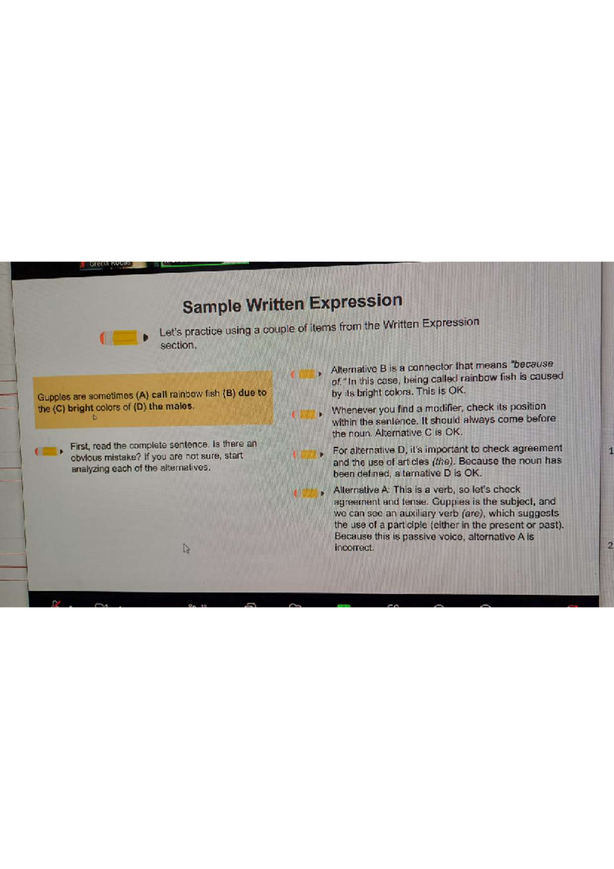 Written Expression Practice: Analyzing Sentence Structure (20260312 ...