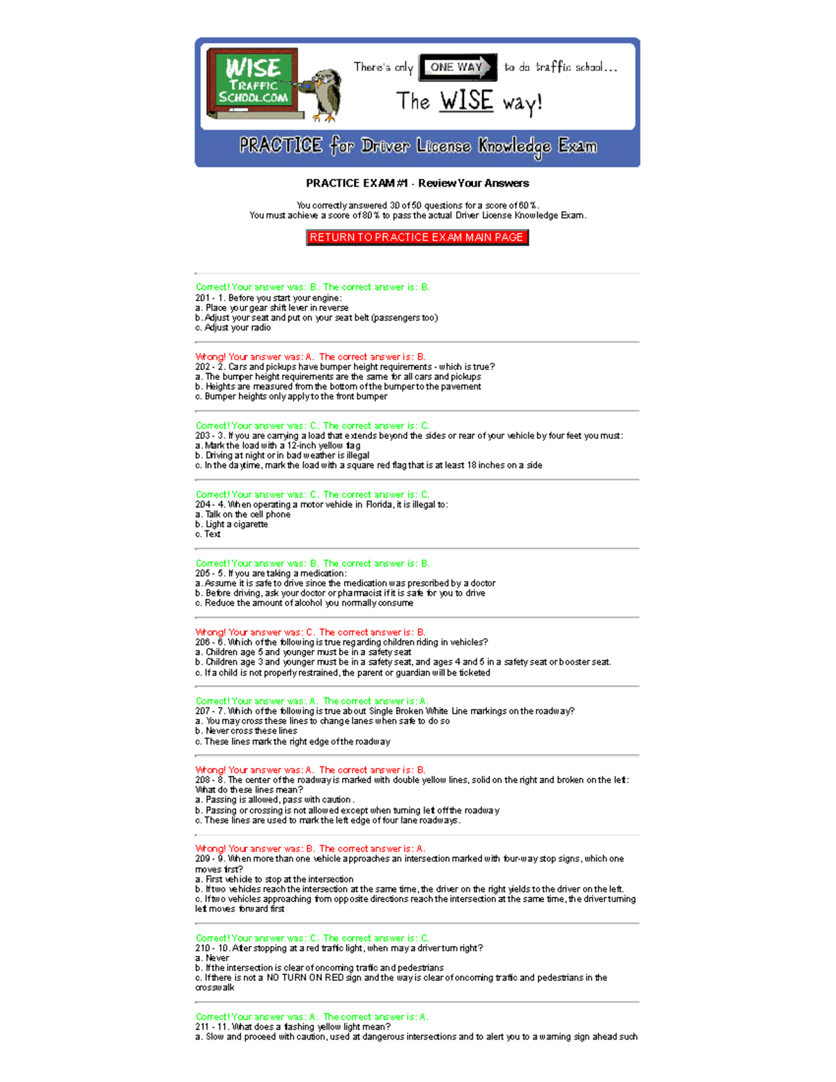 Driver License Knowledge Exam Practice - Review & Answers - Studocu