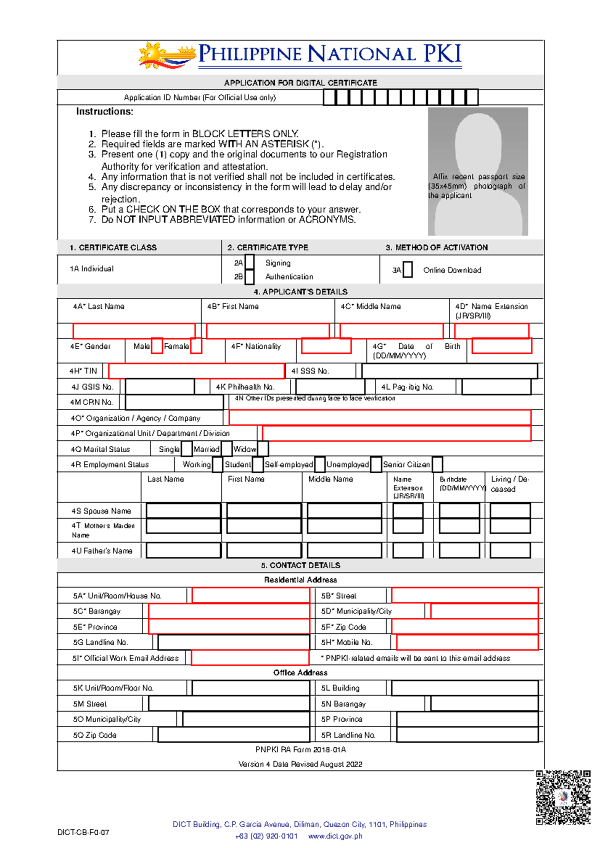 PNPKI Individual Certificate Application Form - Fillable Version - Studocu