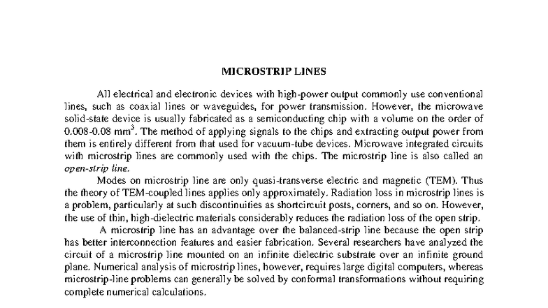 Microstrip Lines: Key Concepts and Characteristic Impedance (LO3) - Studocu