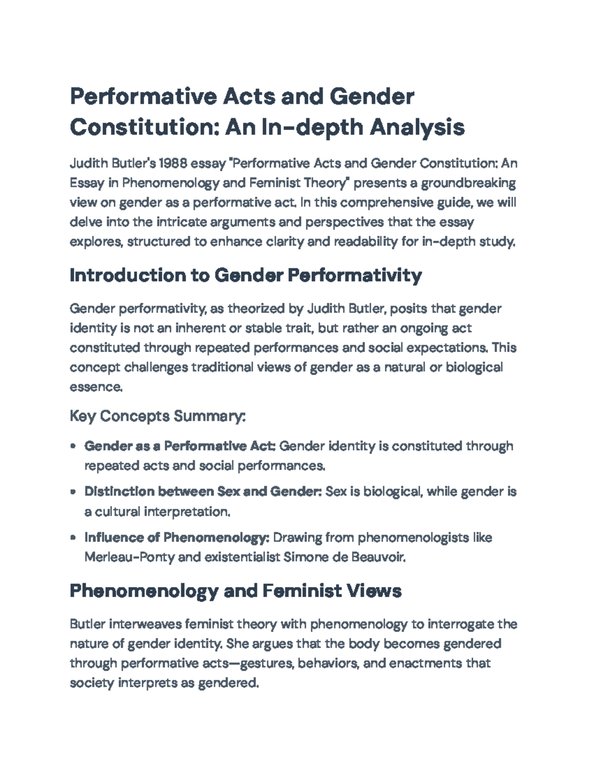 ENG 301: Judith Butler's "Performative Acts and Gender Constitution ...