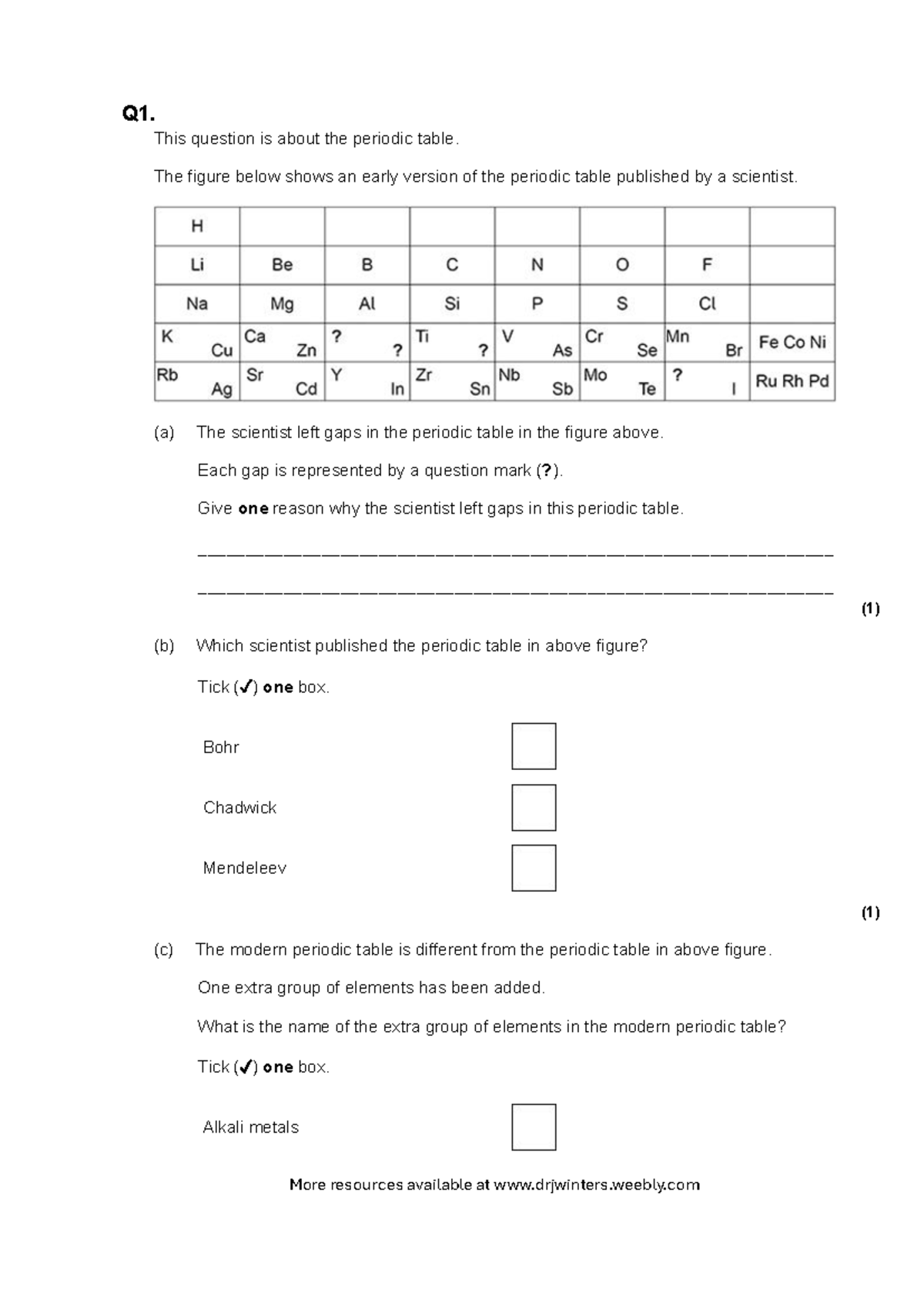 C2 Periodic Table Exam Questions: Understanding Elements and Their ...