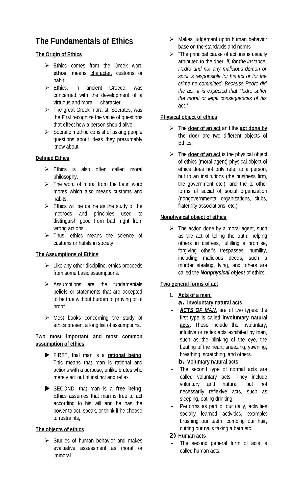 Fundamentals of Ethics: Key Concepts and Theories for PHIL 101 - Studocu