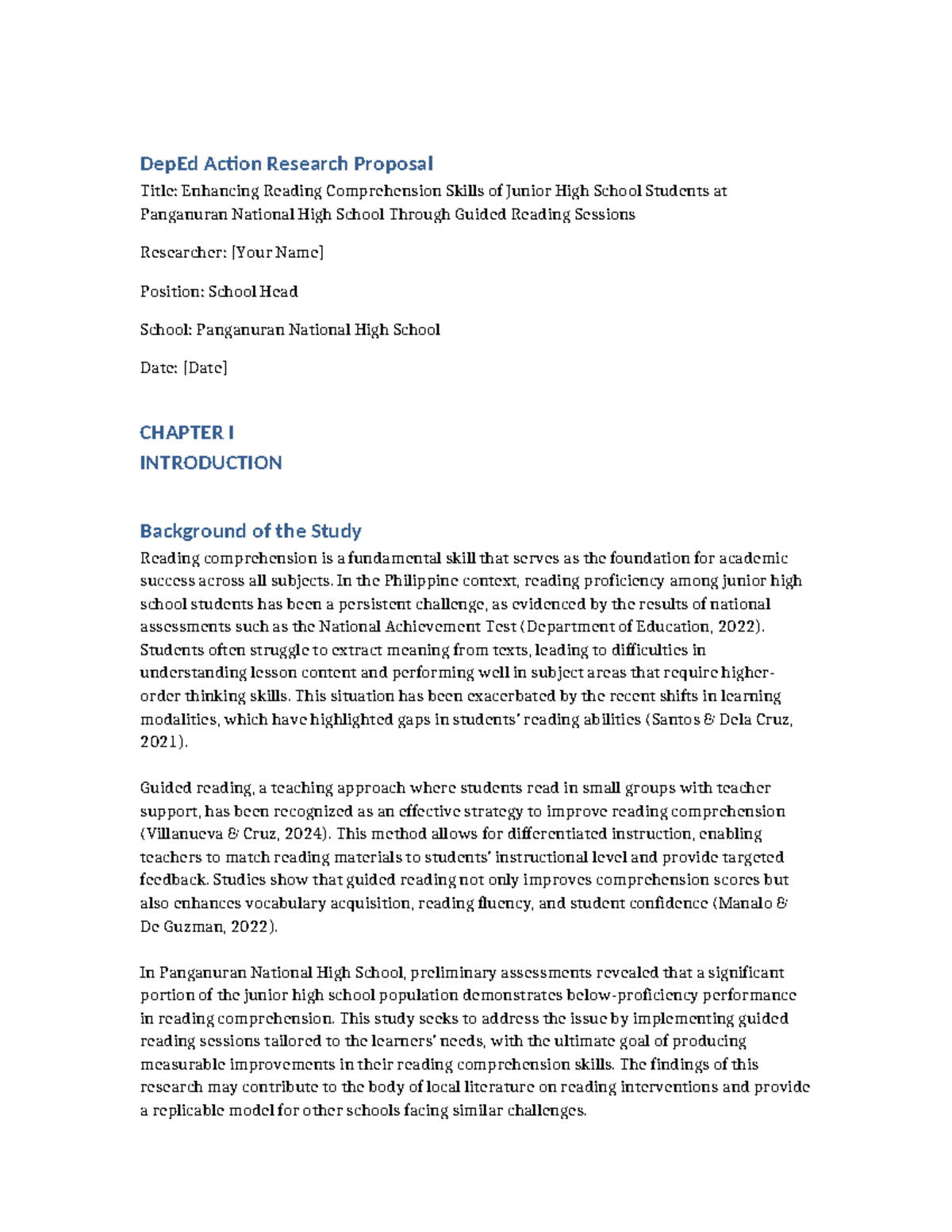 Enhancing Reading Comprehension in Junior High: A DepEd Action Research ...