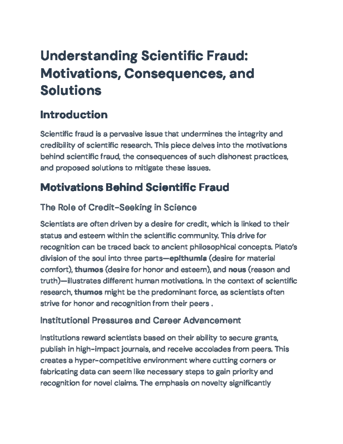 Understanding Scientific Fraud: Causes, Effects, and Solutions ...