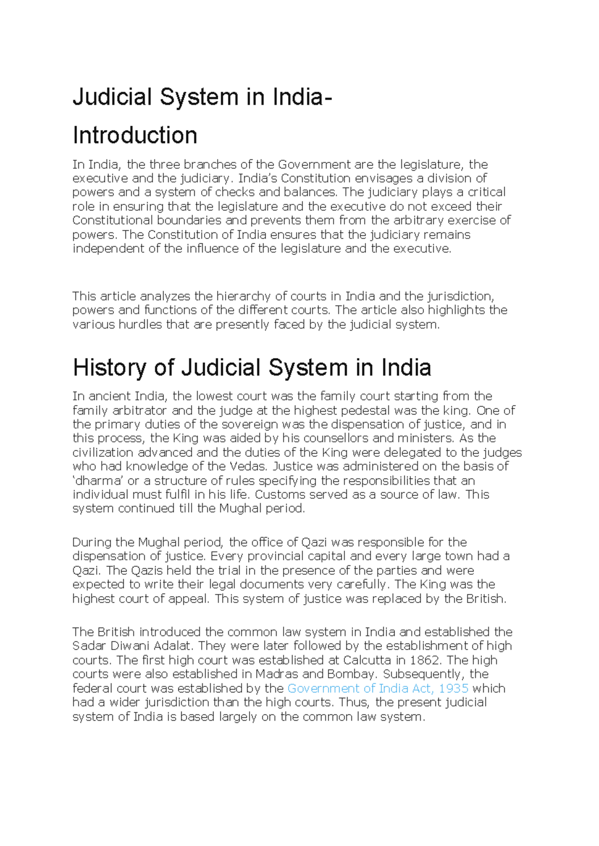 Judicial System in India - Judicial System in India- Introduction In ...