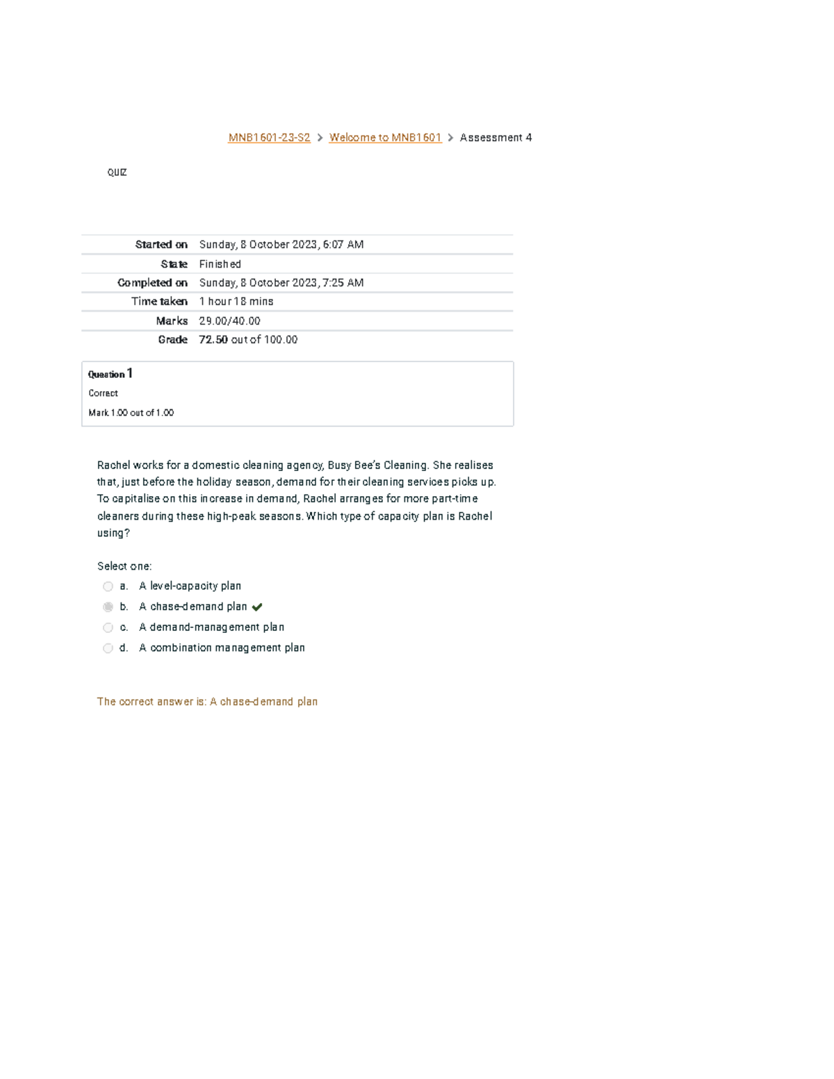 MNB1601 Assessment 4 Attempt Results and Review - Studocu
