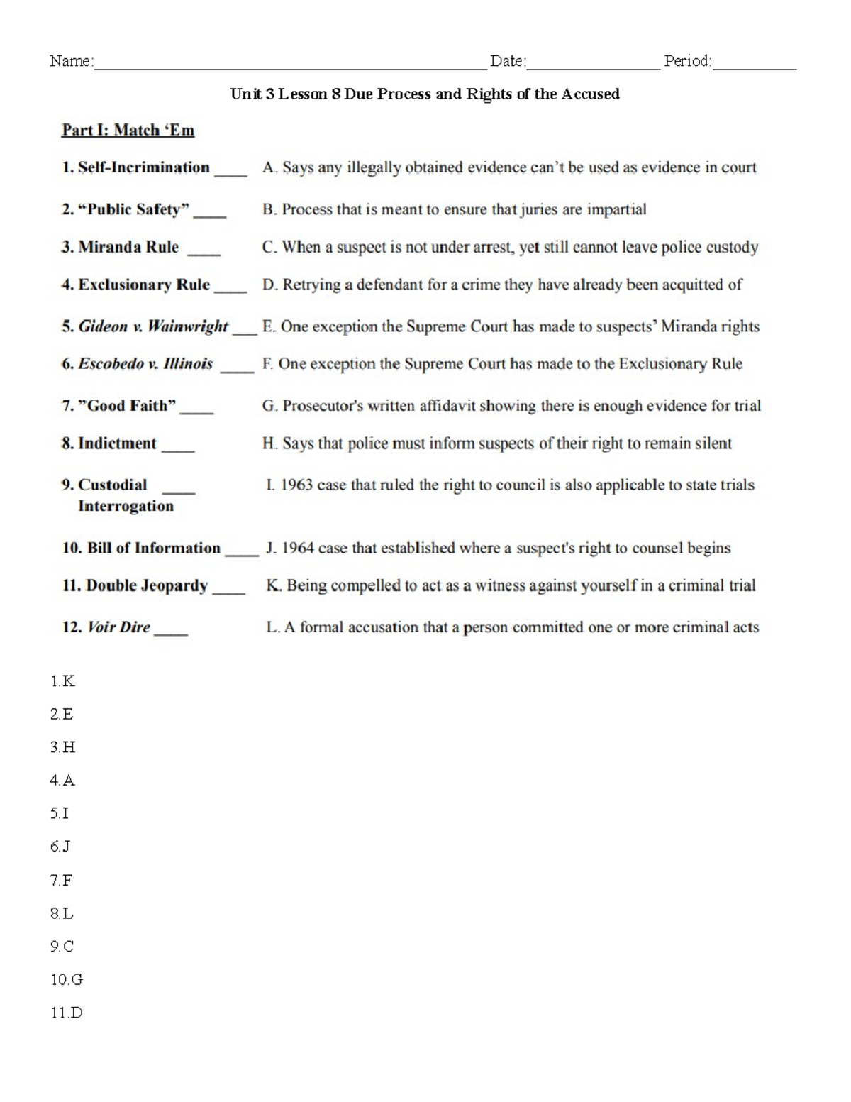 Unit 3 Lesson 8: Due Process & Rights of the Accused Exam Review - Studocu