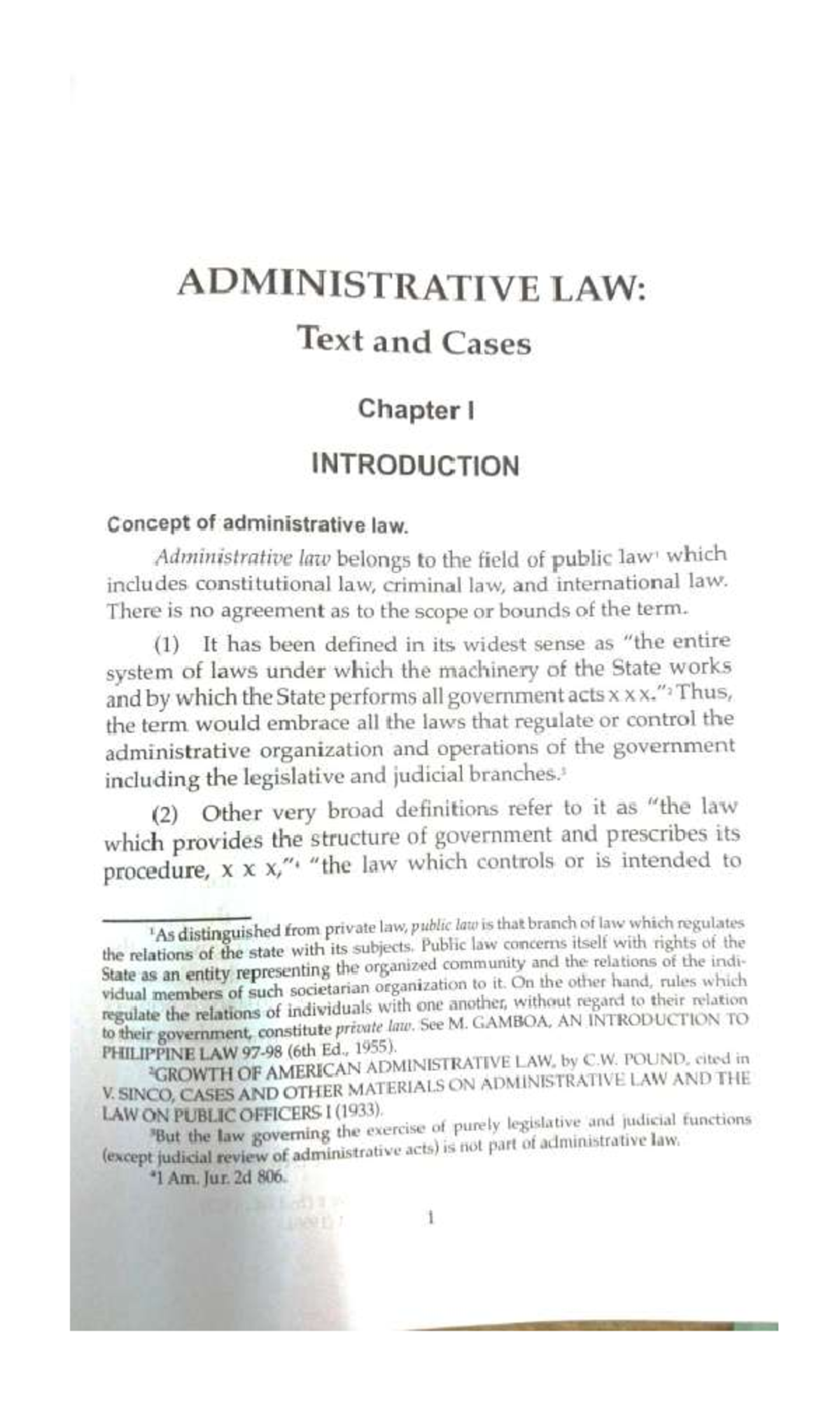ADMINISTRATIVE LAW: Text and Cases - Chapter I Introduction to Admin ...