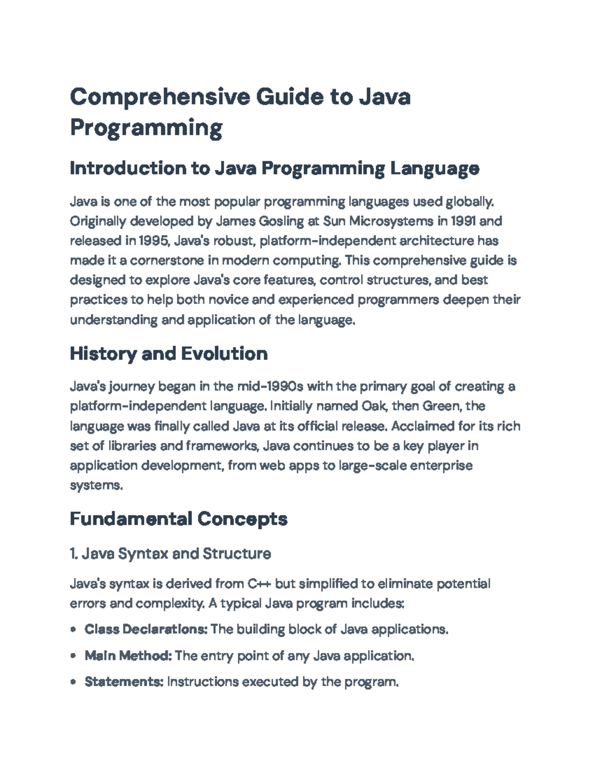 Comprehensive Guide to Java Programming Concepts and Best Practices ...