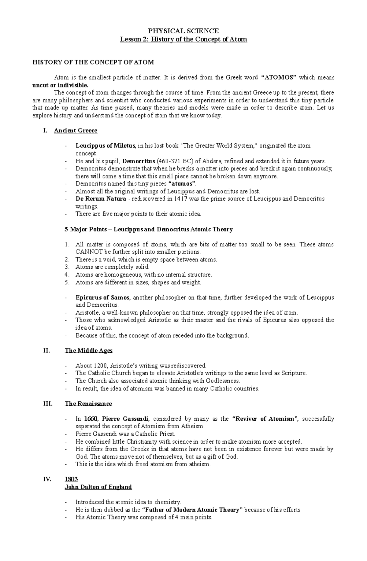 Atoms - This learning material contains the history of the discovery of ...