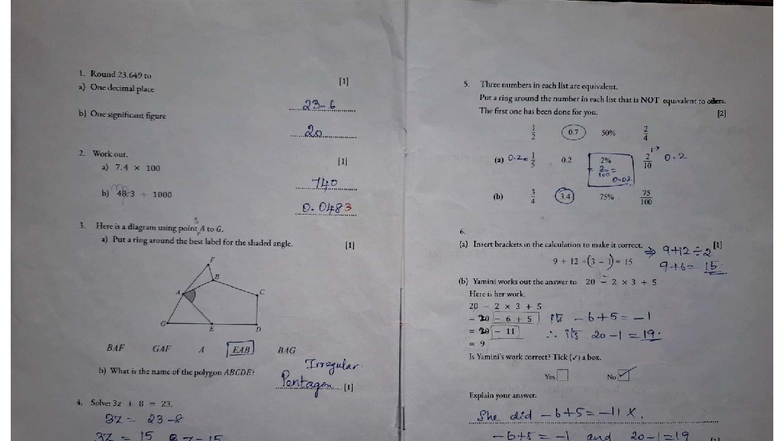 Paper 2 Sept Assessment 2025: Rounding, Equivalence, and Geometry - Studocu