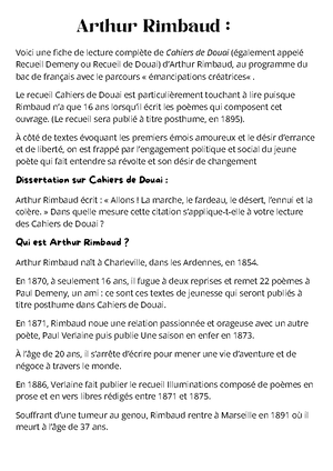 Accroche Rimbaud - Exemple dissertations Arthur Rimbaud : Accroche ...