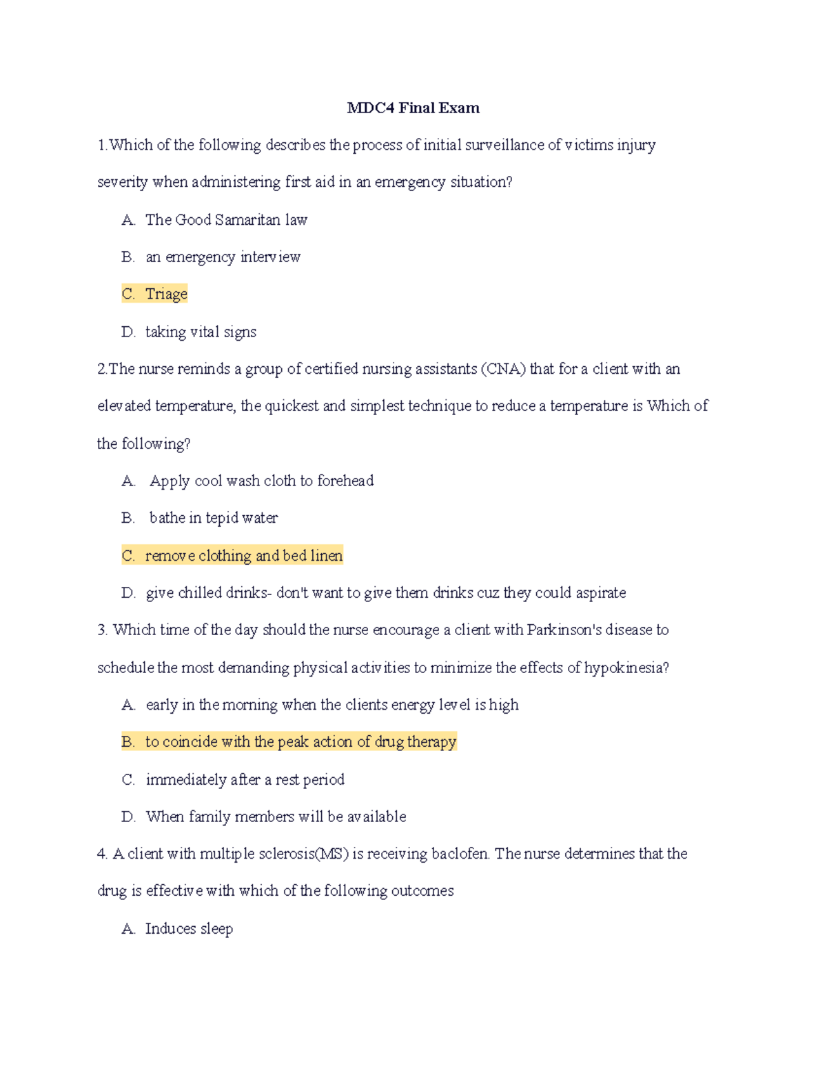 MDC4 - Final Exam Review: Key Topics in Emergency Nursing Care - Studocu