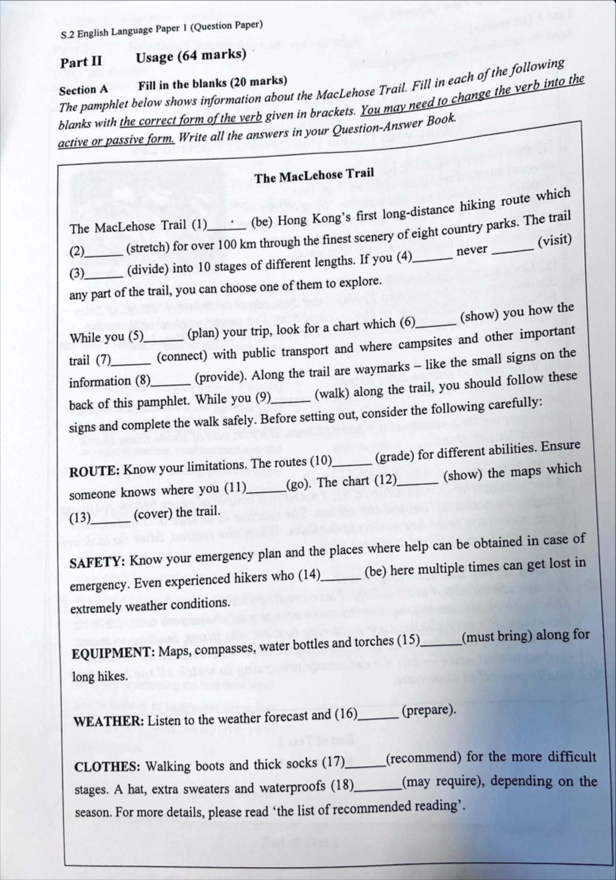 KY F2 2425 English Language Paper 1: Grammar Usage & Exercises - Studocu