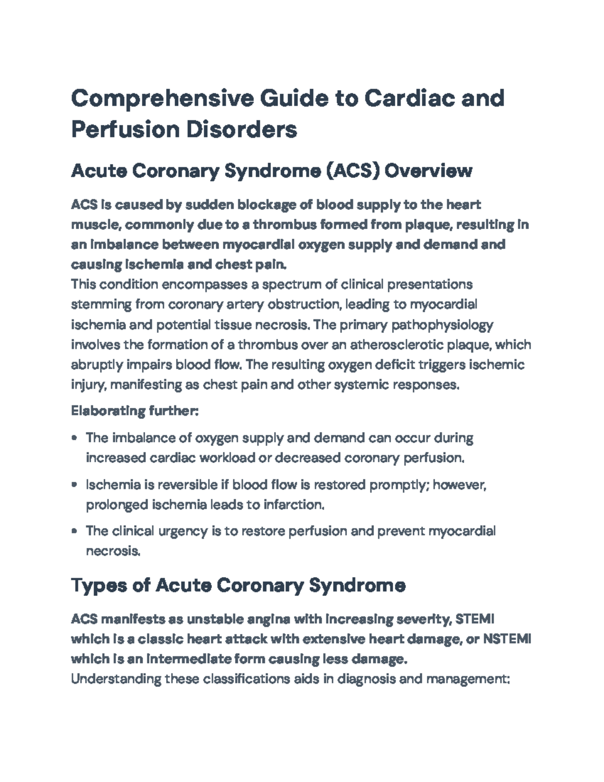 Comprehensive Guide to Cardiac Disorders: Acute Coronary Syndrome (ACS ...