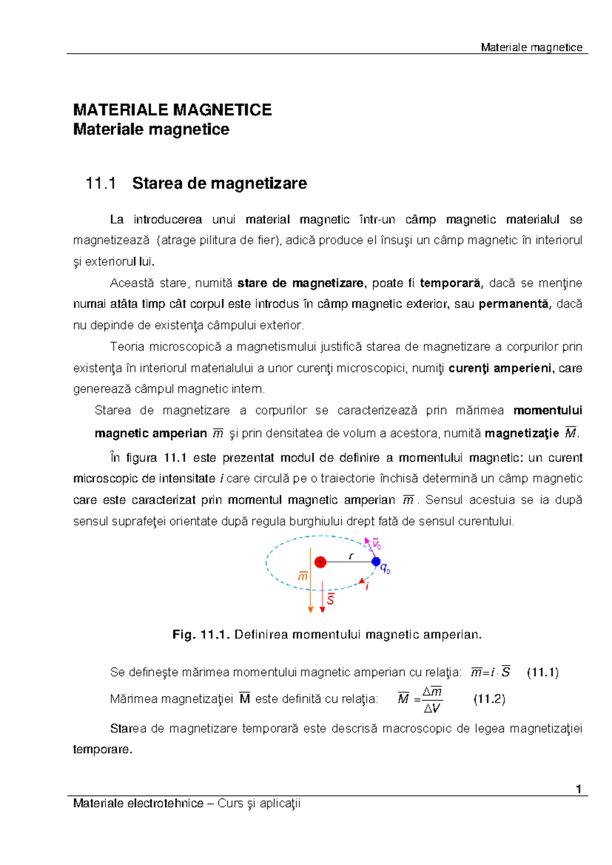 Curs 11 - Materiale Magnetice: Starea și Clasificarea Magnetizării ...