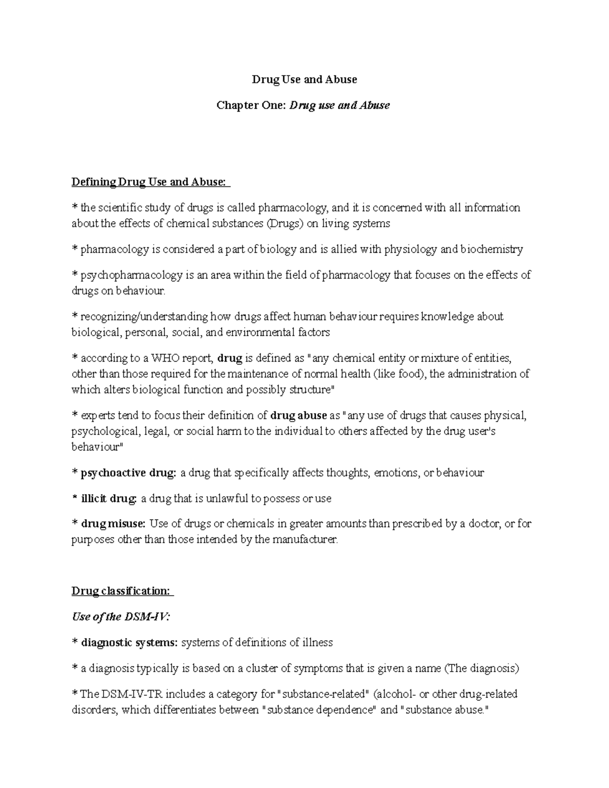 Lecture Notes: Drug Use and Abuse Overview, Lectures 1-15 - Studocu