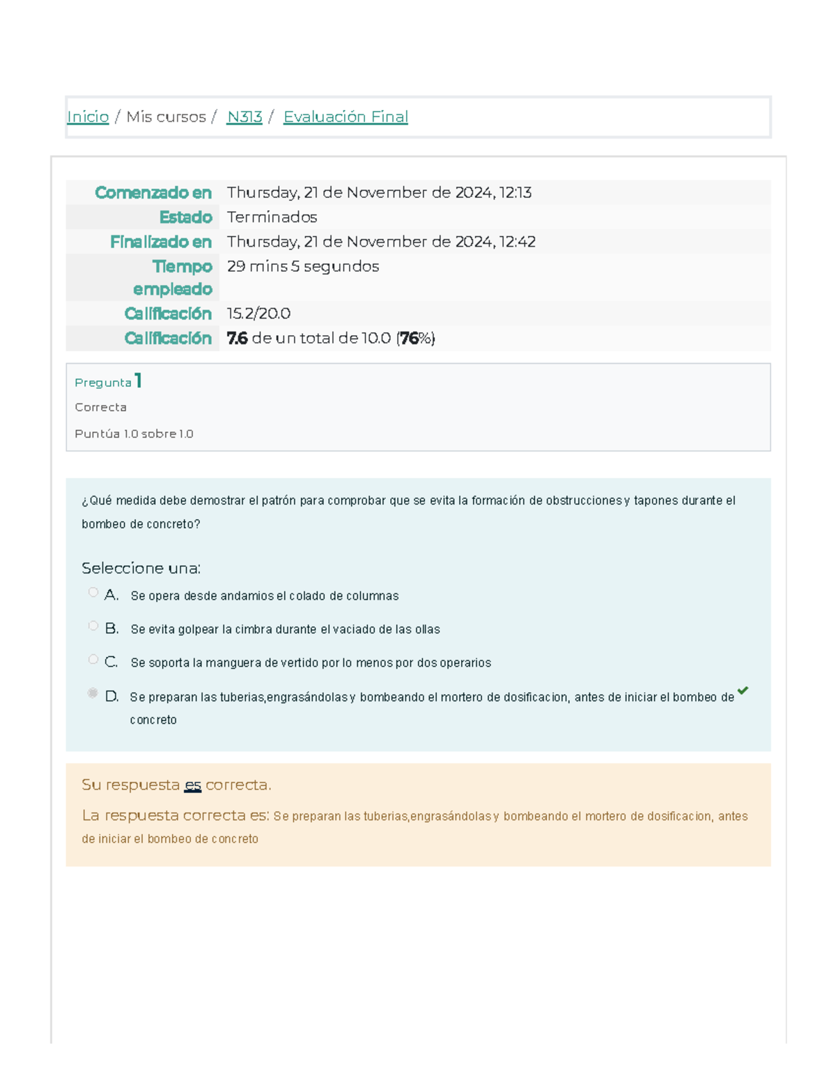 Evaluación Final NOM-031-STPS: Resultados y Respuestas Clave - Studocu