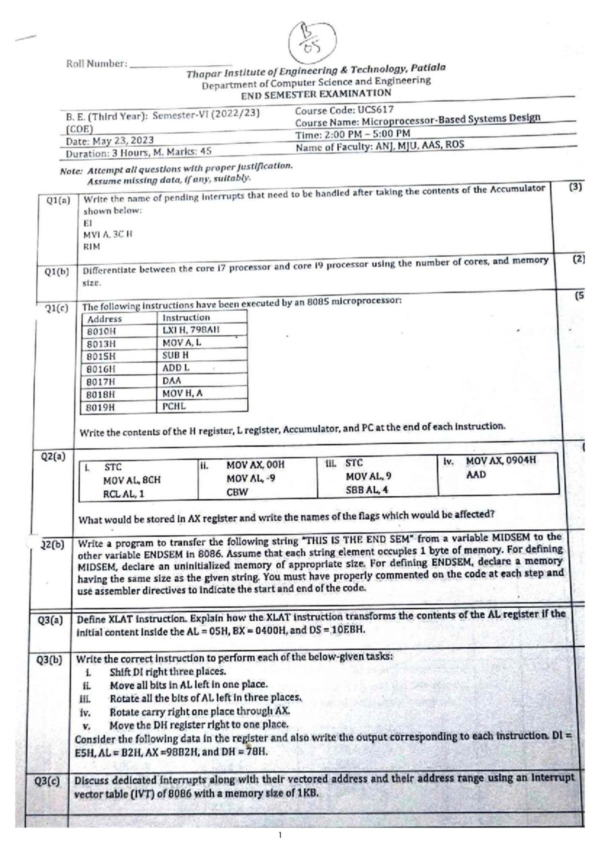 UCS617 Systems Design End Semester Exam Notes - May 2023 - Studocu