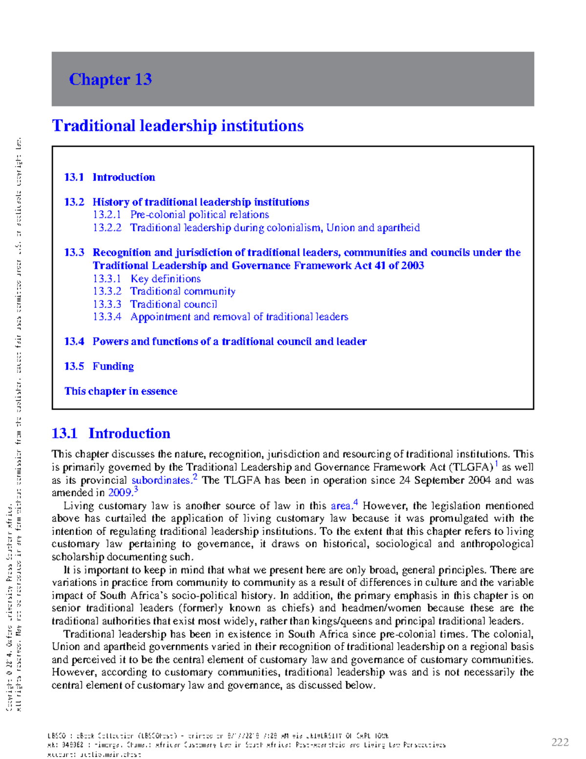 Traditional Leadership Institutions in South Africa: Chapter 13 ...