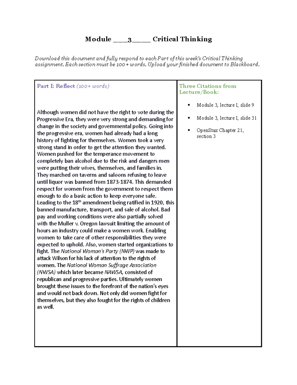 Critical thinking 1 - Module 3_ Critical Thinking Download this ...