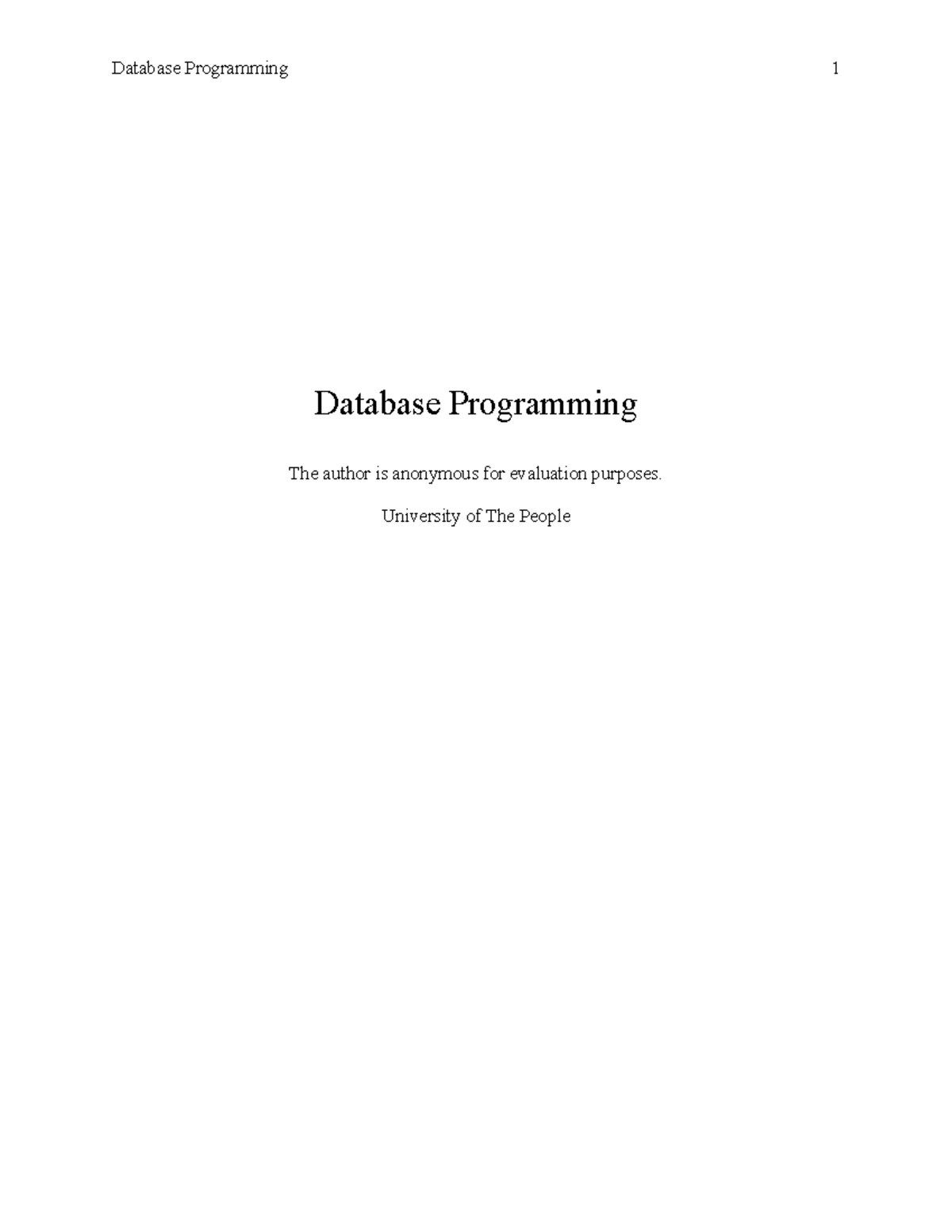 CS2203 - Database Programming Assignment: Unit 7 Solutions - Studocu