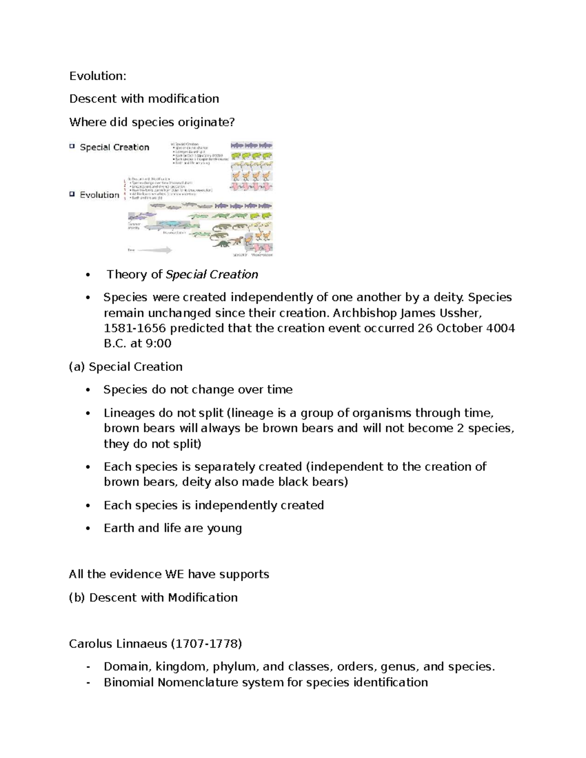 Biol359 summary notes: Evolution, speciation, and natural selection ...