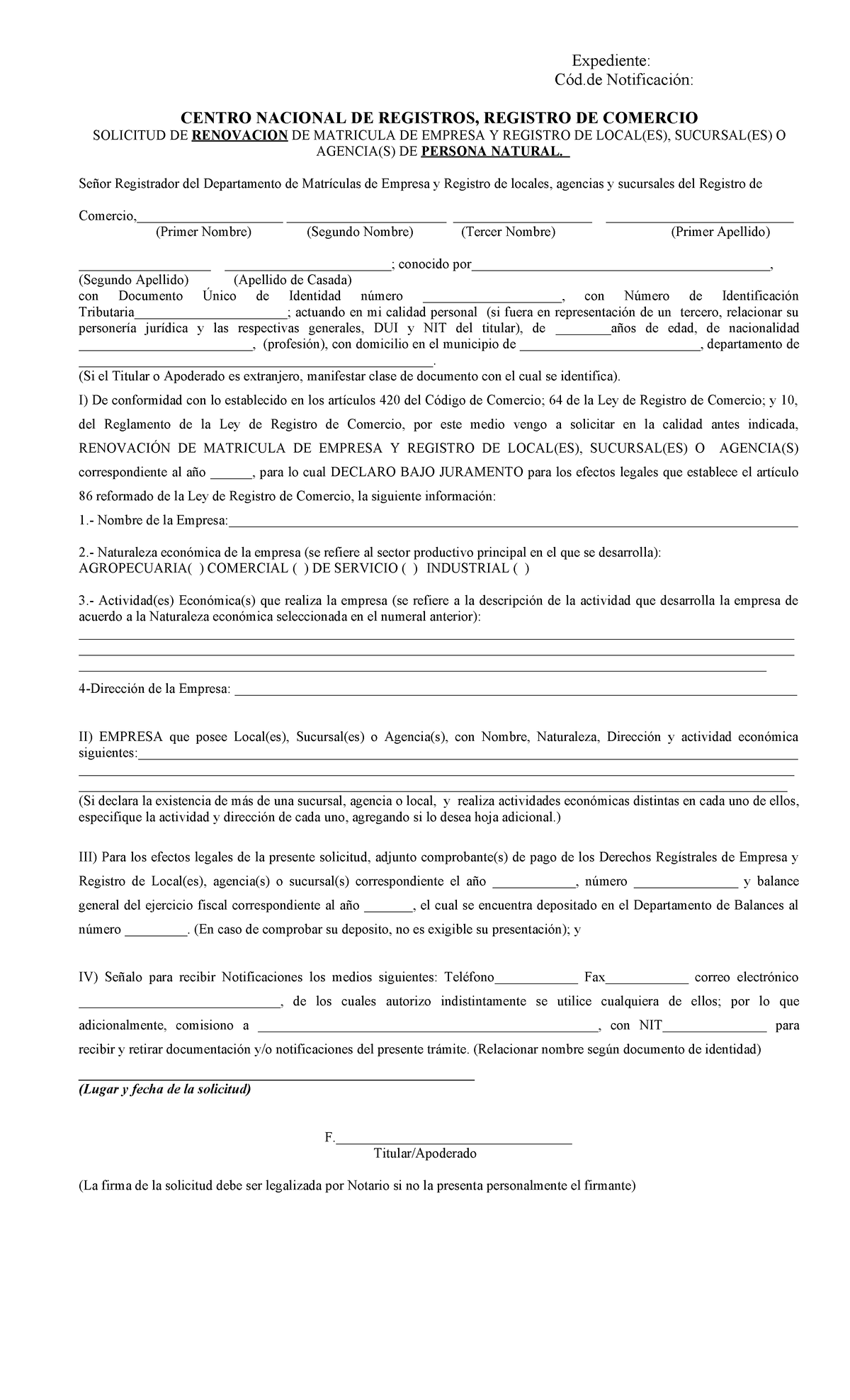 Solicitud de Renovación de Matrícula de Empresa - P - Studocu