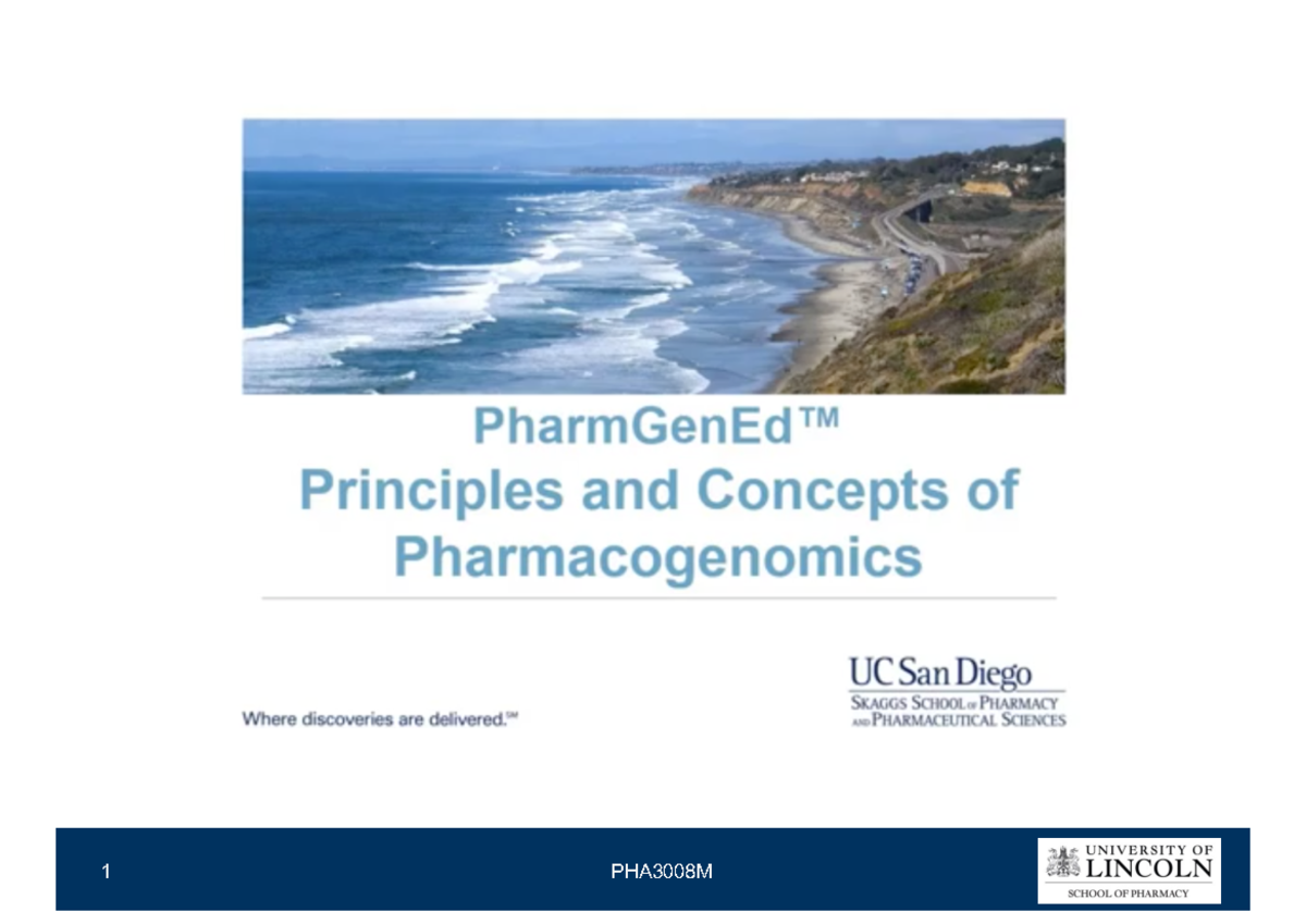 PHA3008M: Implementation of Pharmacogenomics in Clinical Practice ...