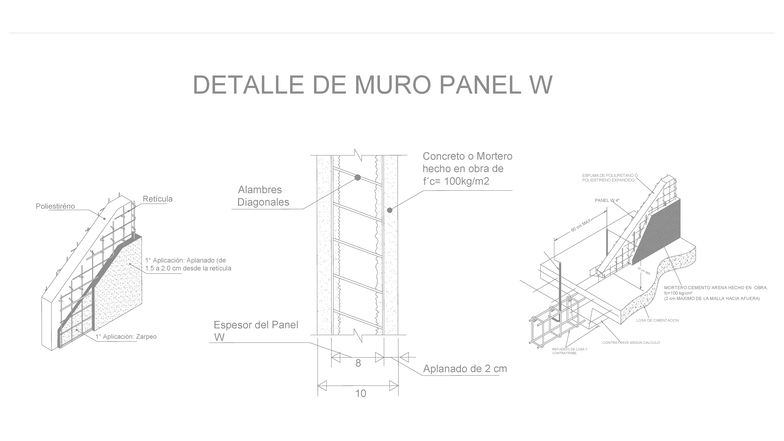Detalle Panel W GRIS - Retícula Poliestiréno ####### 1° Aplicación ...