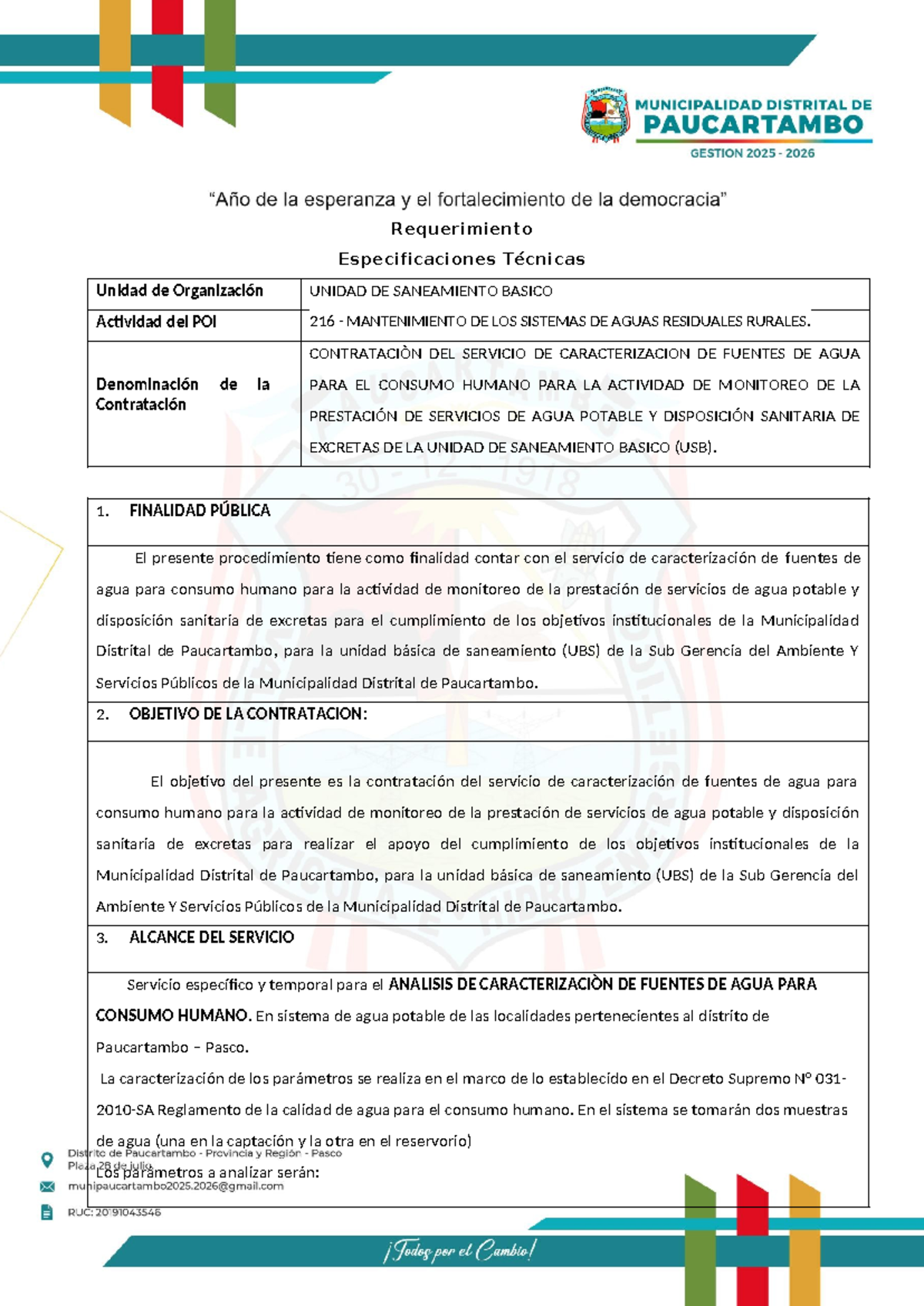 TDR Caracterización de Agua para Consumo Humano - 2026 - Studocu