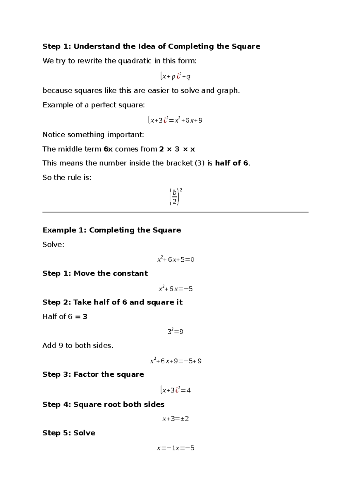 CSEC Math: Completing the Square Techniques and Examples - Studocu
