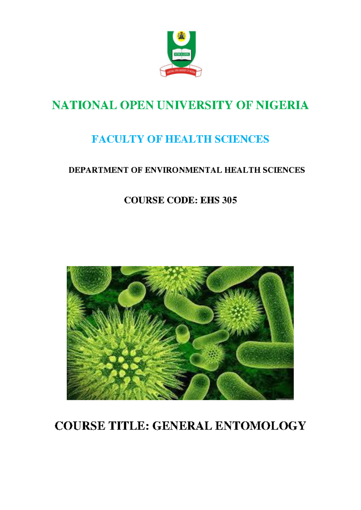 EHS 305 General Entomology Course Guide and Final Exam Preparation ...