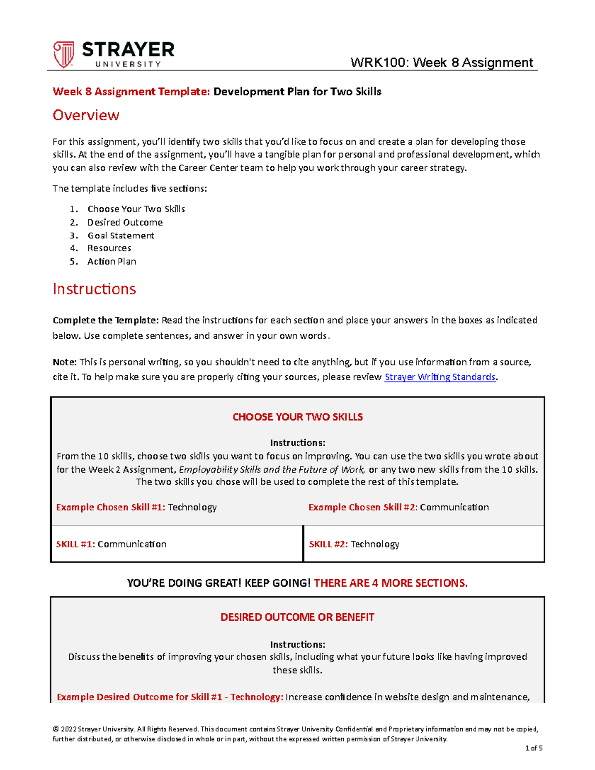 WRK100 Week 8 Assignment: Development Plan for Two Skills - Studocu