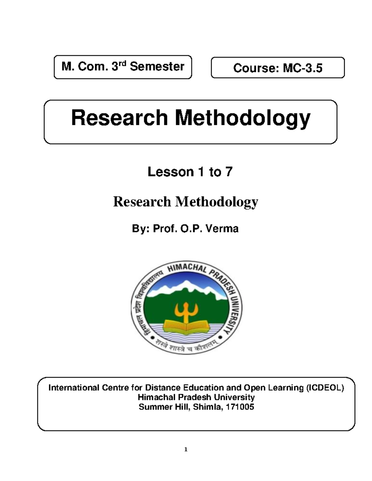 Research Methodology: M.Com 3rd Sem Lessons 1-7 Overview and Insights ...