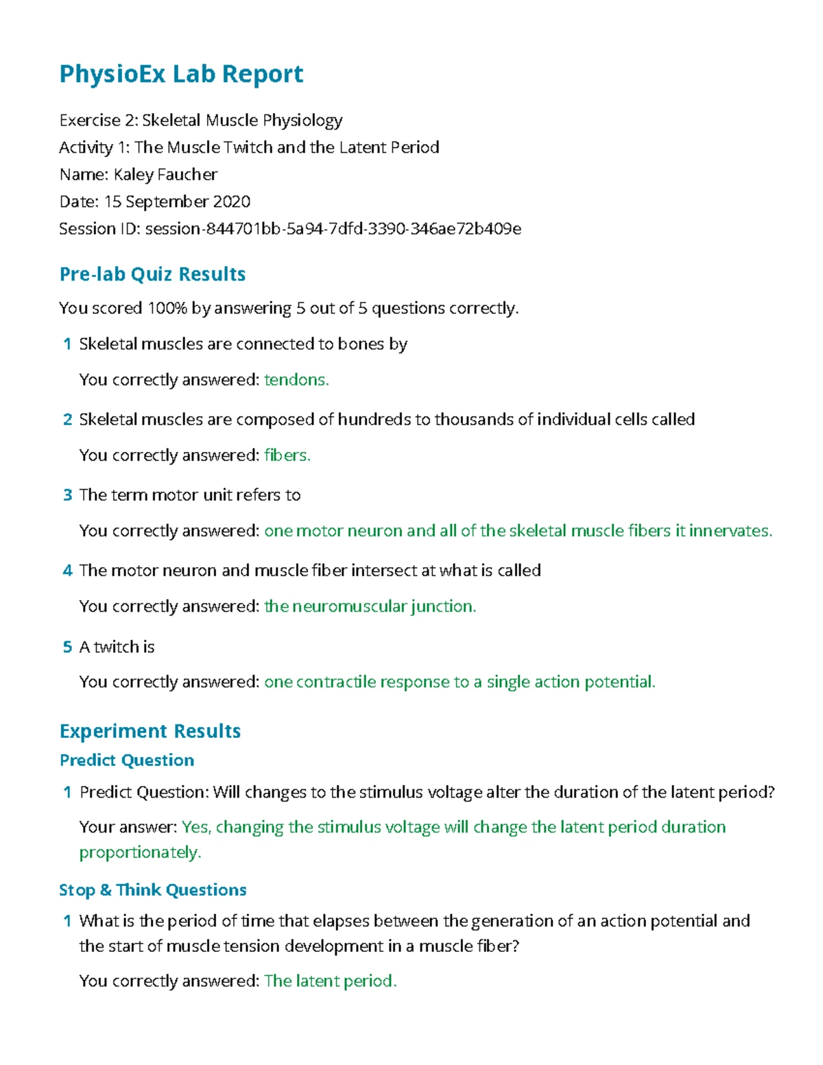 Physio Ex Exercise 2 Activity 1 - PhysioEx Lab Report Exercise 2 ...