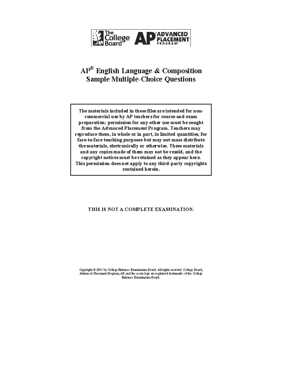 AP English Language Composition Sample Questions and Answers - Studocu