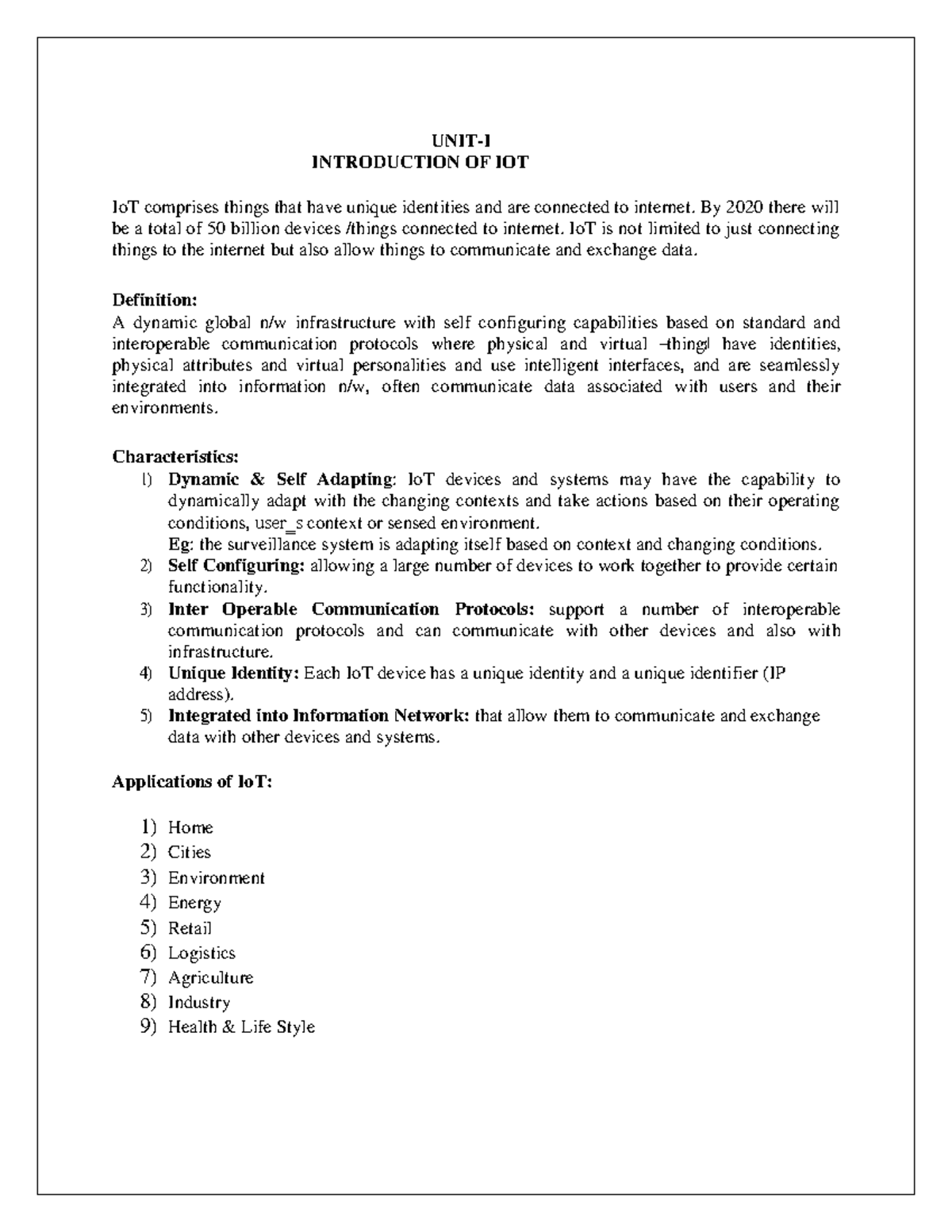 IoT Complete Study Material for CS101: Introduction to IoT Concepts - Studocu