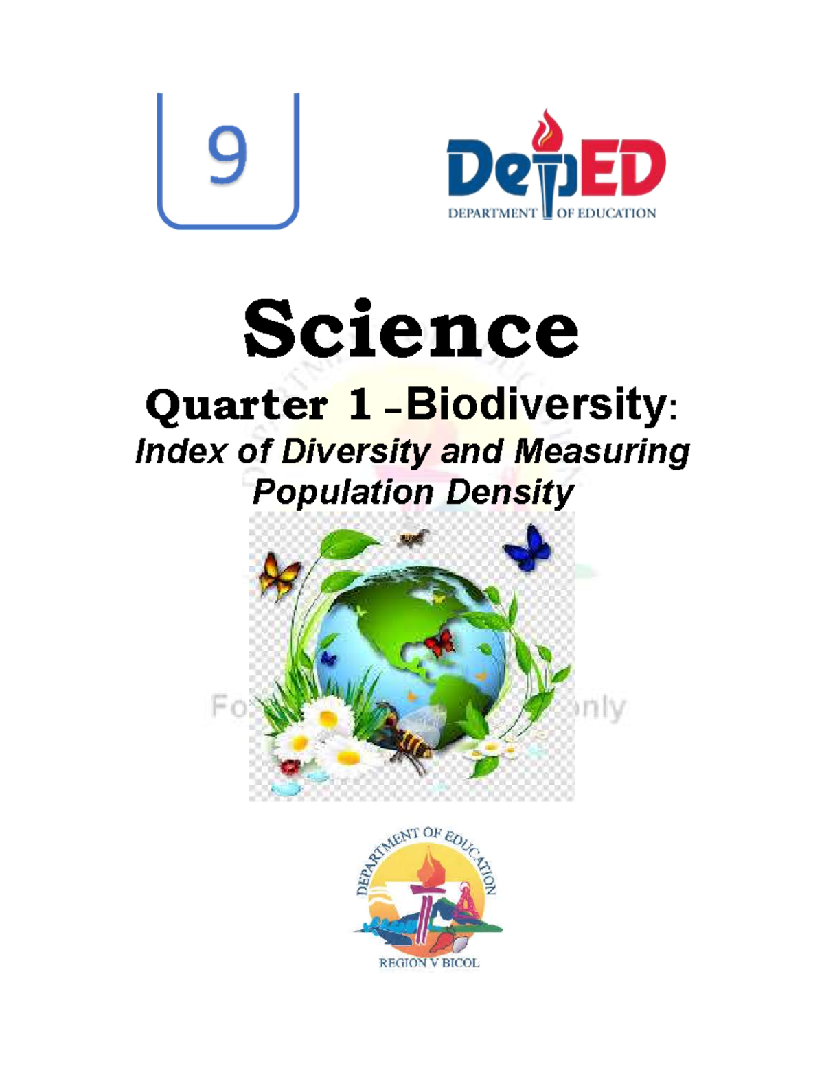 Grade 9 Science: Quarter 1 Module on Biodiversity & Population Density ...