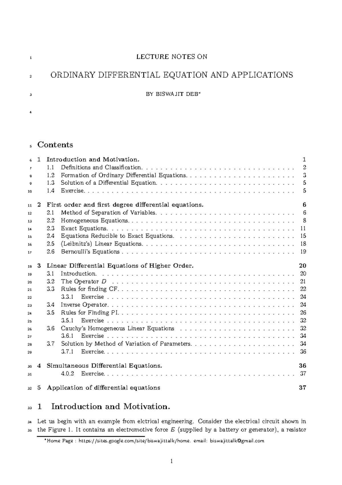 MA1201 LECTURE NOTES ON ORDINARY DIFFERENTIAL EQUATIONS - Studocu