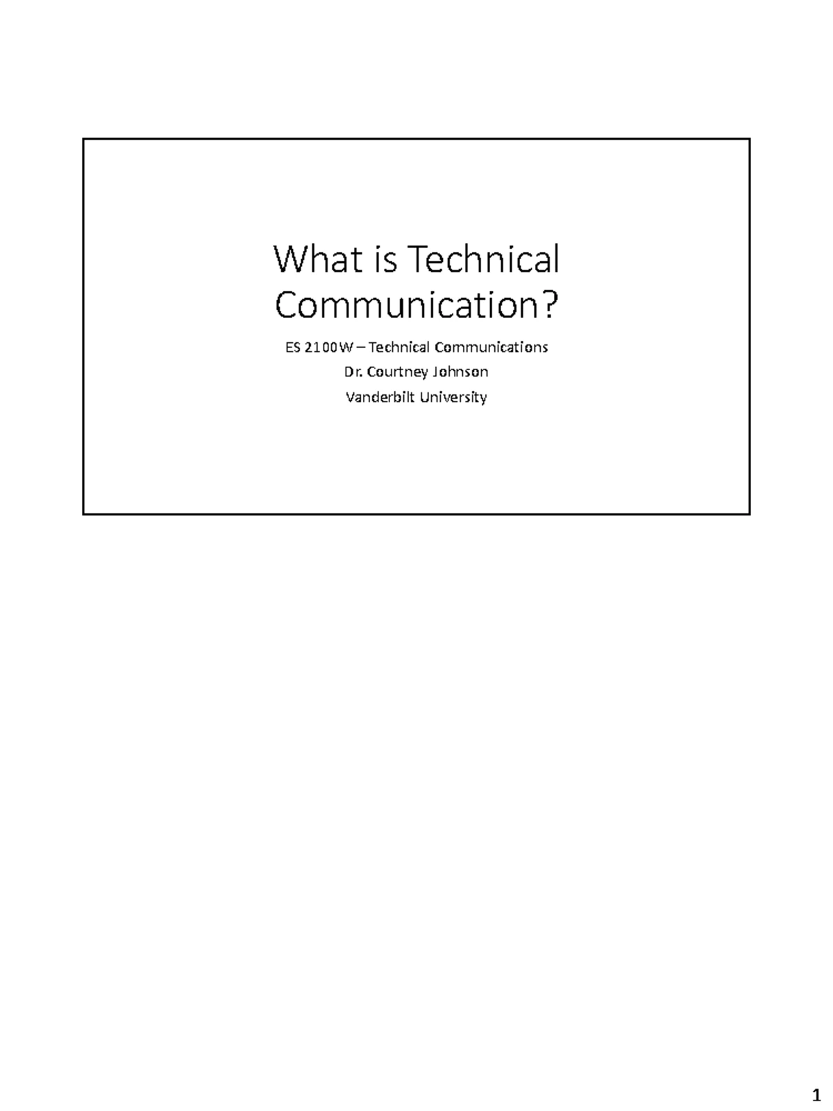 Criteria and Audience Analysis in Technical Communication (ENG 101 ...