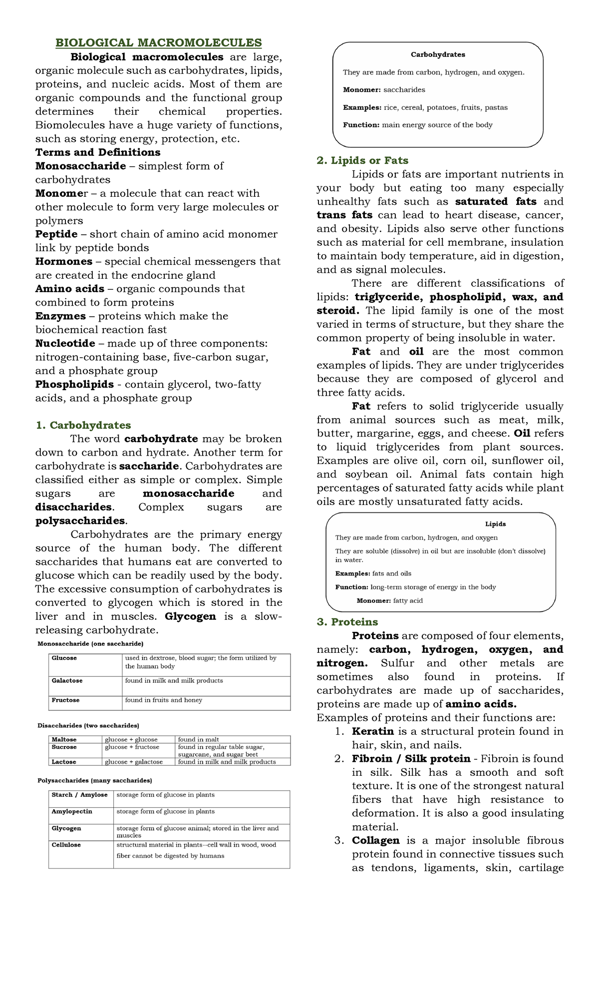 Lesson-5-Biomolecule - BIOLOGICAL MACROMOLECULES Biological ...