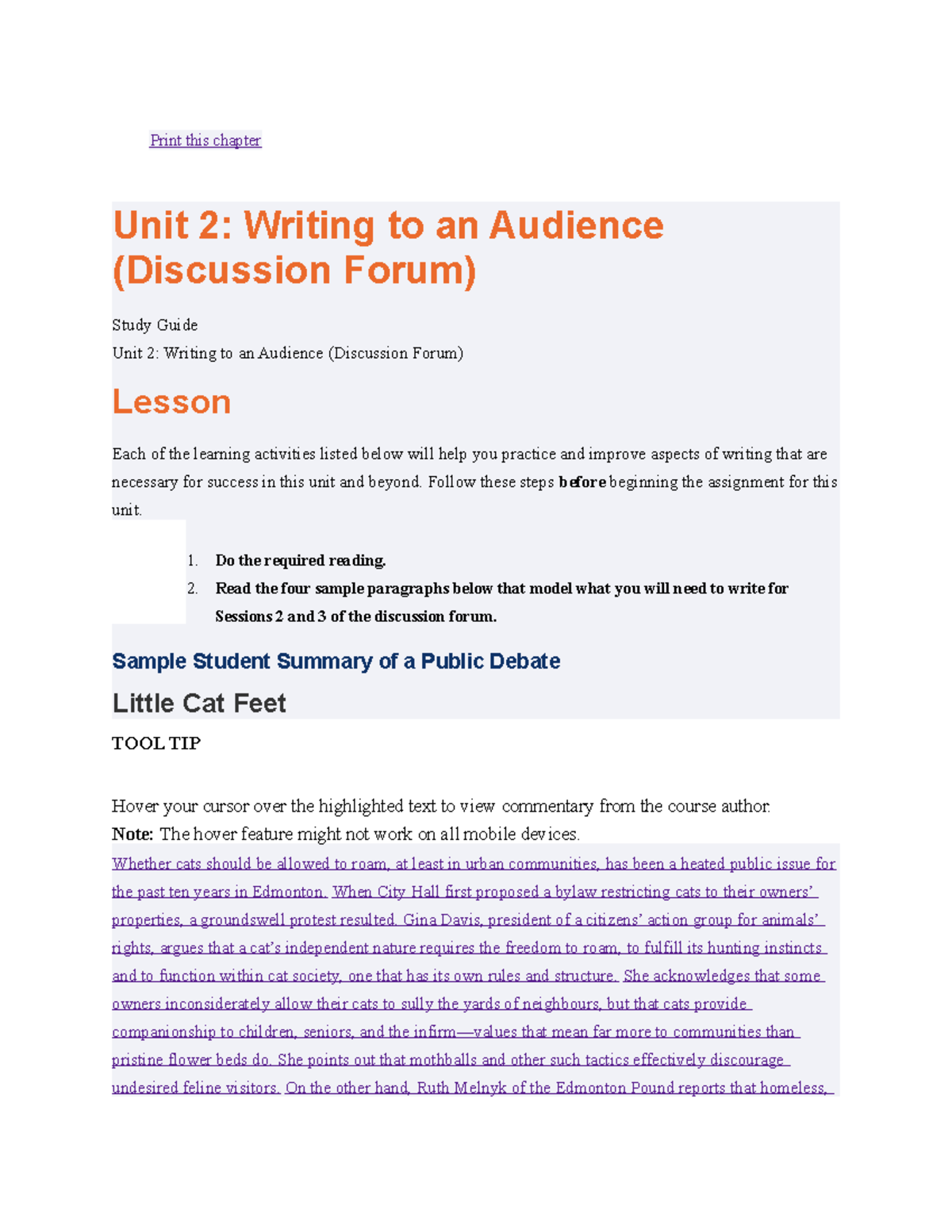 Unit 2 - Lesson Plan: Writing to an Audience in Discussion Forum - Studocu