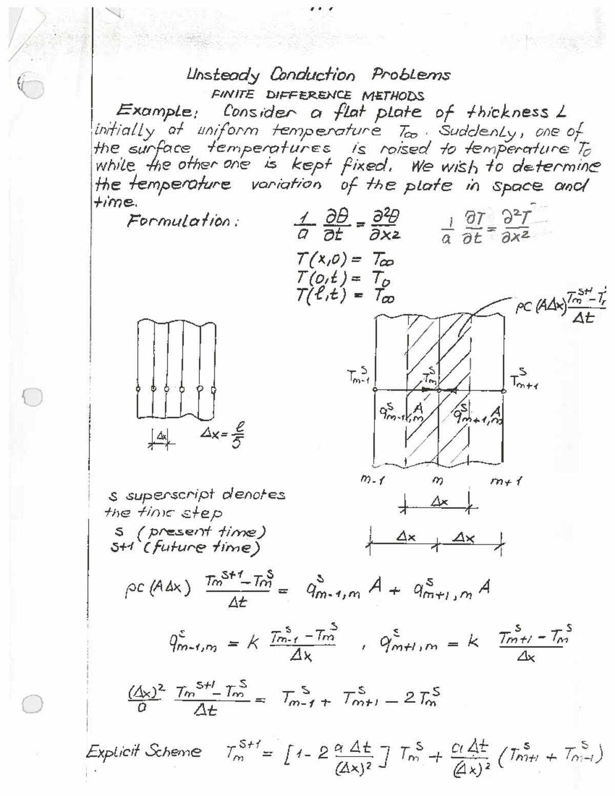 Finite Difference Formulation of Unsteady Conduction - Unsteady ...