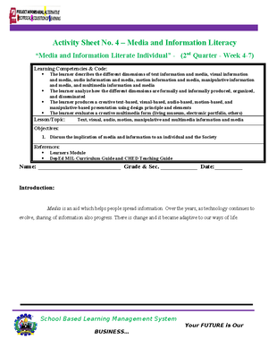 DLL-MIL - DLL IN MIL QUARTER 1 - GRADES 1 TO 12 DAILY LESSON LOG SCHOOL LAOAC NATIONAL HIGH ...