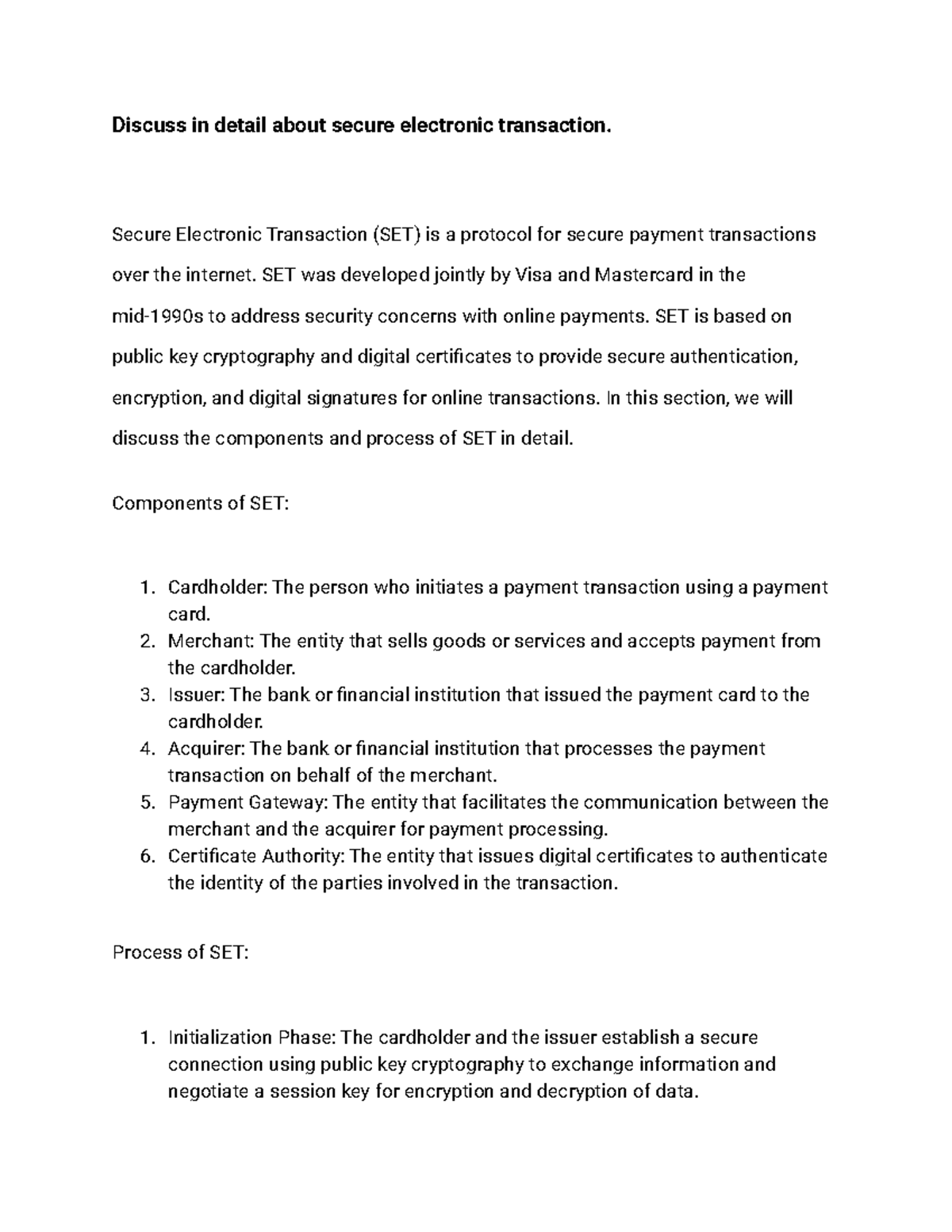 Discuss in detail about secure electronic transaction - Secure ...