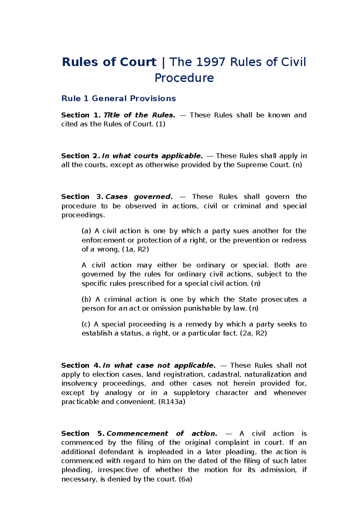 Civil Procedure Rules of Court: 1997 Edition Overview - Studocu