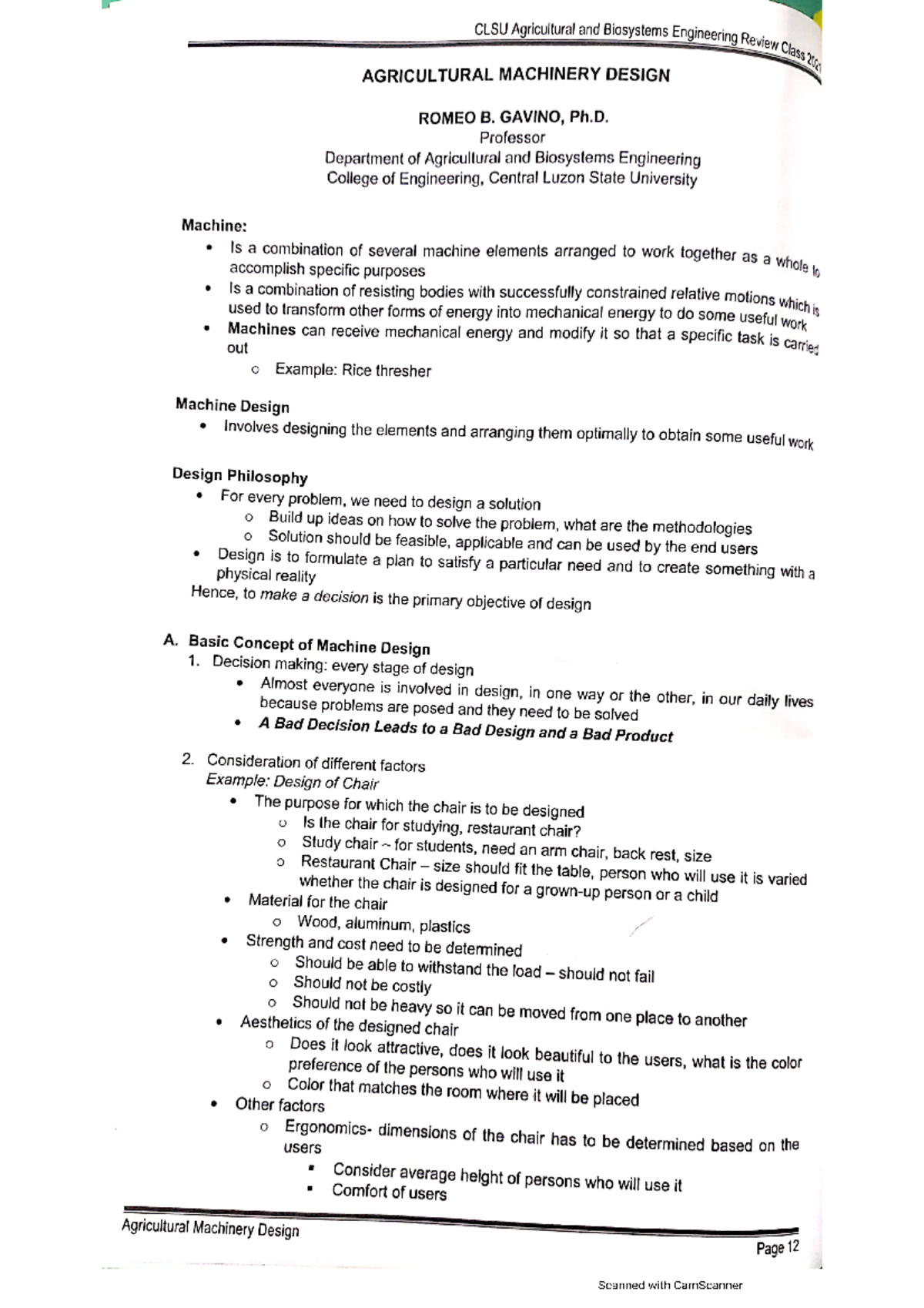 CLSU Agricultural Machinery Design Review 2021: Key Concepts ...